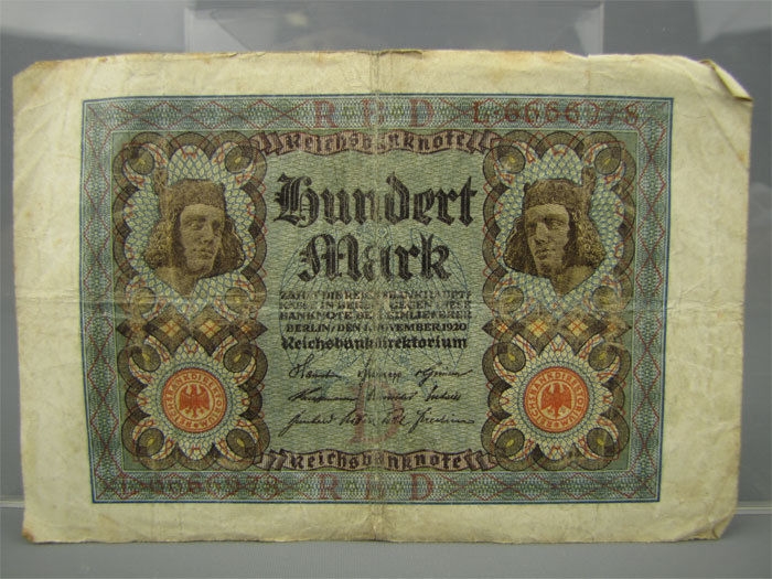 German 100 Mark Banknote 1920 Berlin November Money