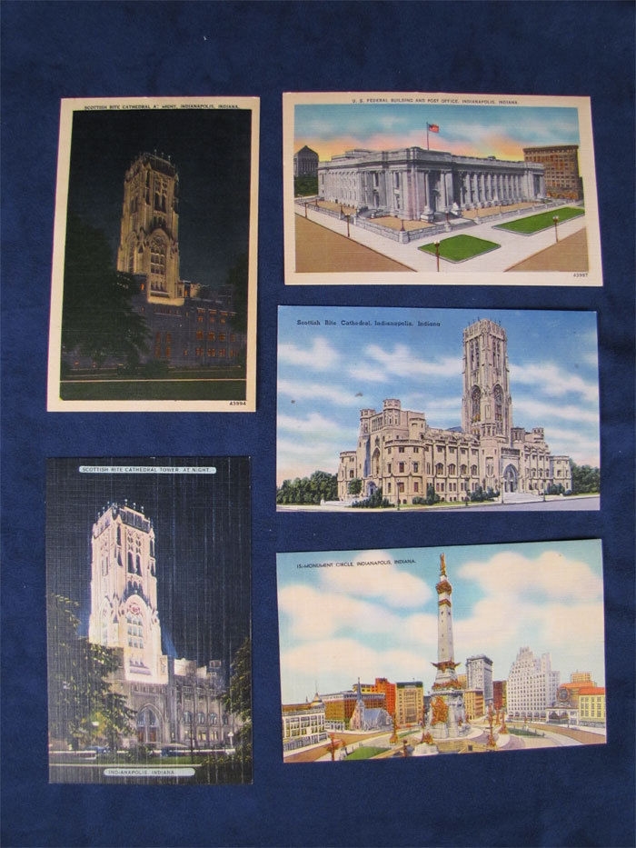 Lot 5 Vintage Linen Postcards Indianapolis Indiana