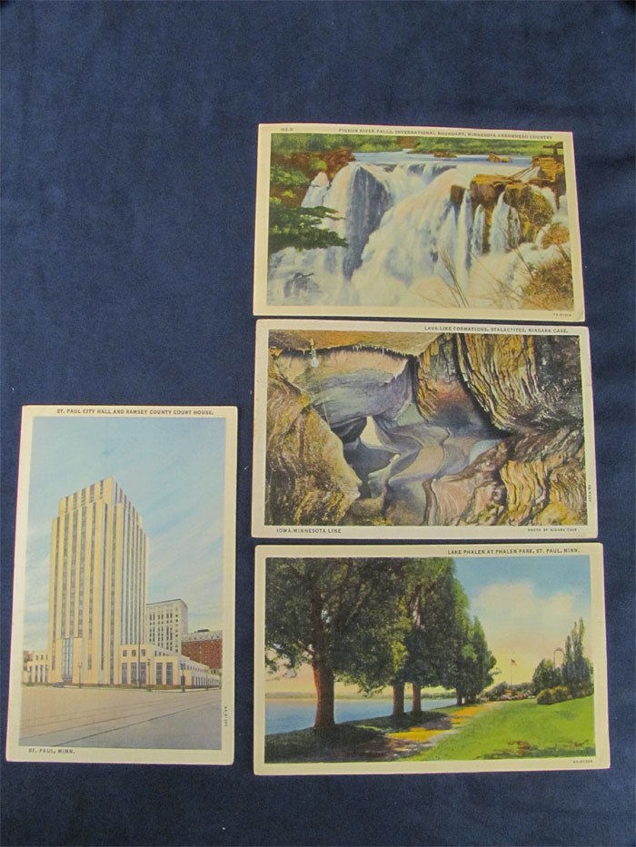 4 Vintage Linen Postcards Minnesota Scenes St. Paul