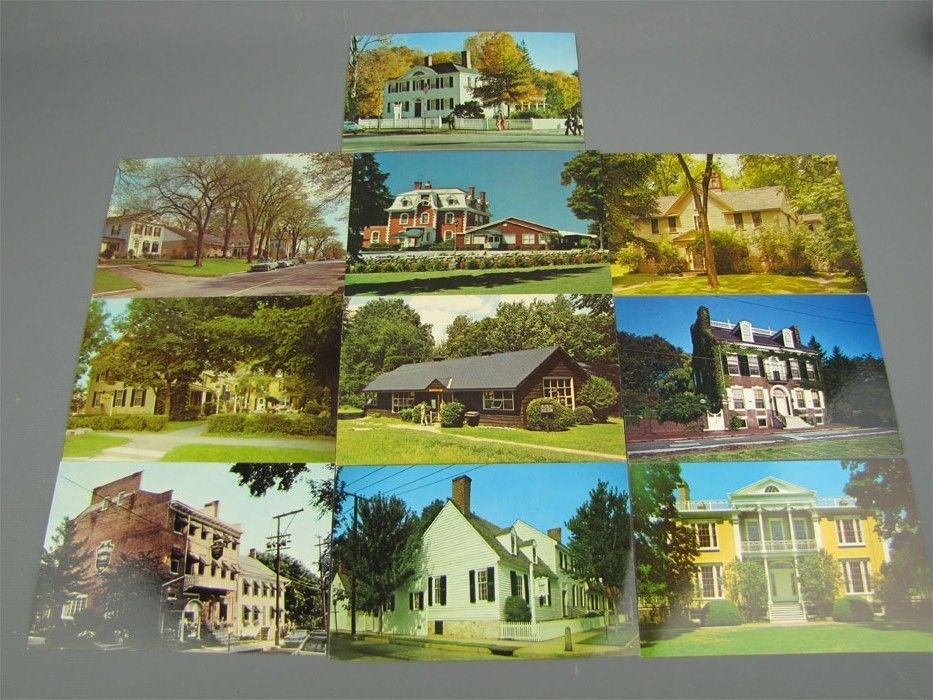 10 Vintage Color Postcards Colonial Houses/Buildings