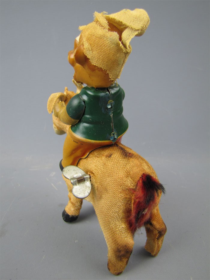 Vintage Tin Wind Up Hopping Donkey w/ Vinyl Head Rider Made in Japan ...