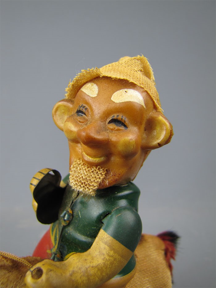 Vintage Tin Wind Up Hopping Donkey w/ Vinyl Head Rider Made in Japan ...