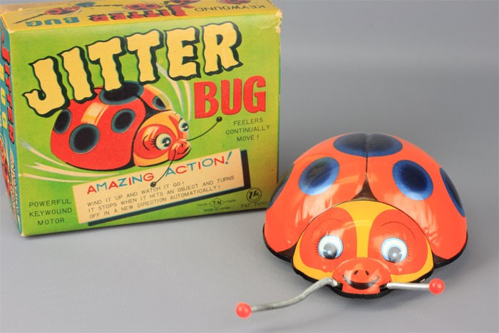 Vintage Jitterbug Tin Wind Up Toy Nomura Ishizuka Japan Ladybug w ...