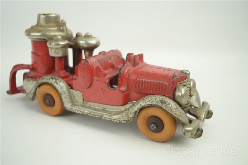 Antique Hubley Cast Iron Fire Engine Pumper Truck 8.25" GD Nickel Accents