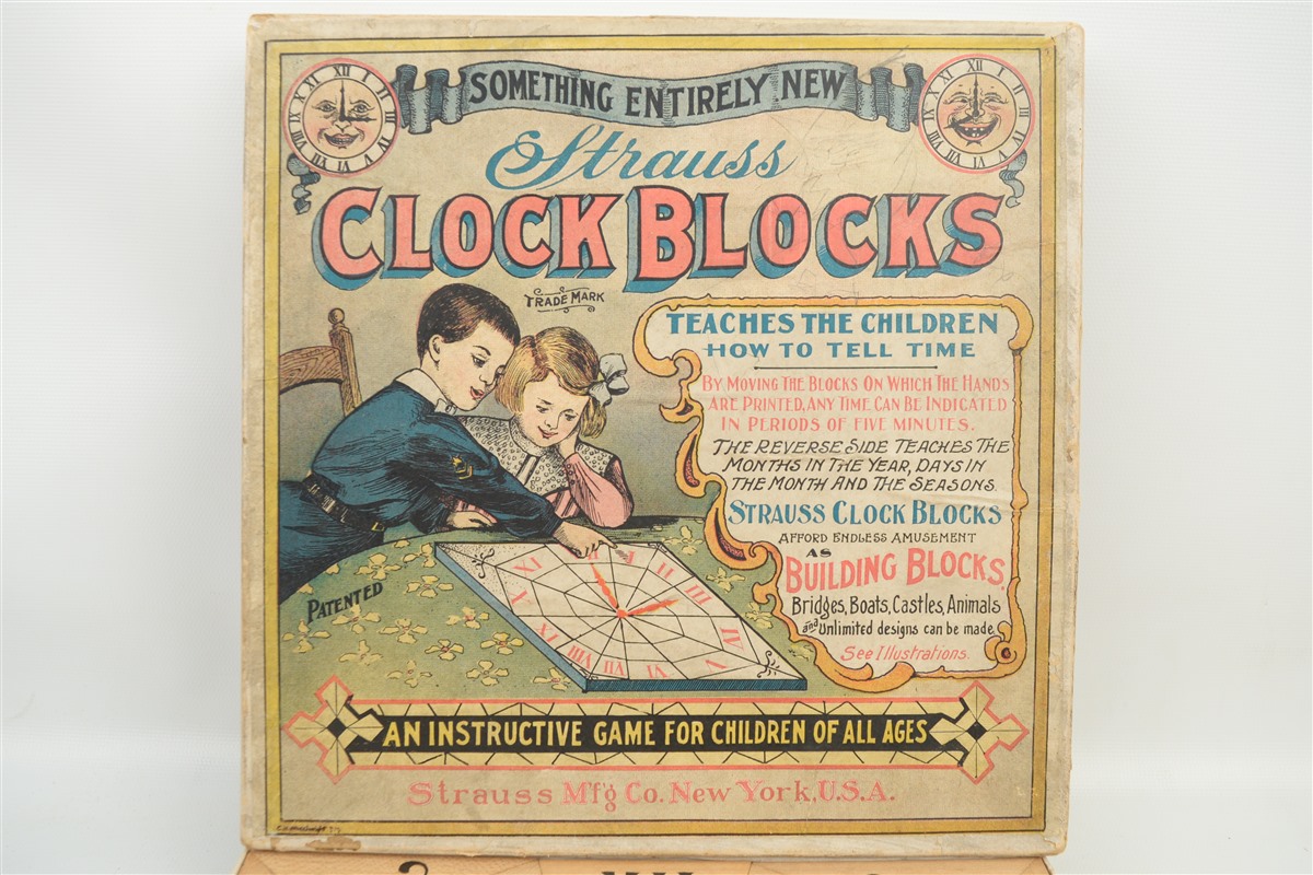 Very Rare c. 1905 Strauss MFG Co. Clock Blocks Set Complete Child ...