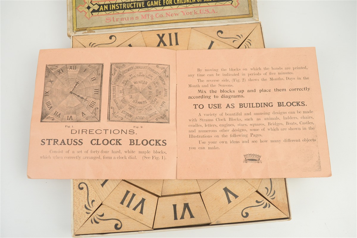 Very Rare c. 1905 Strauss MFG Co. Clock Blocks Set Complete Child ...