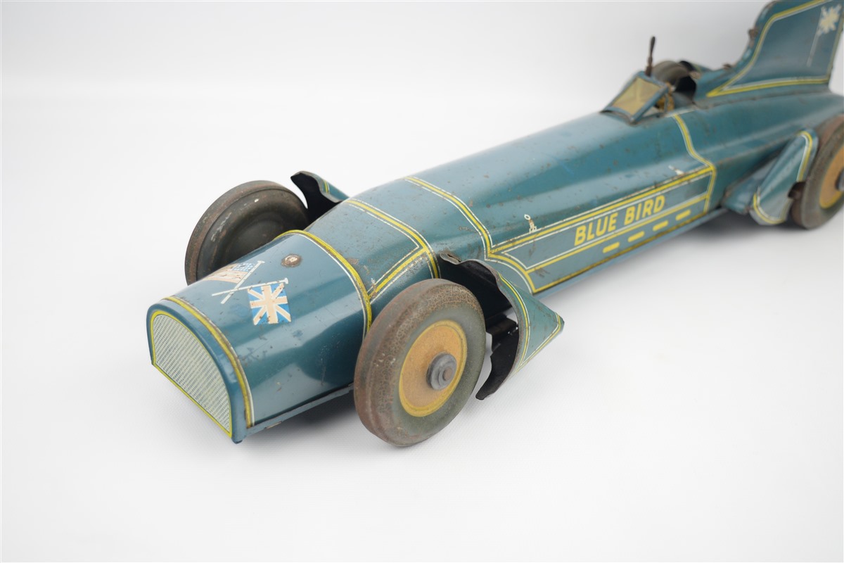 Scarce 1930s Gunthermann Tinplate Blue Bird Record Car 20.25" L Pre-War ...