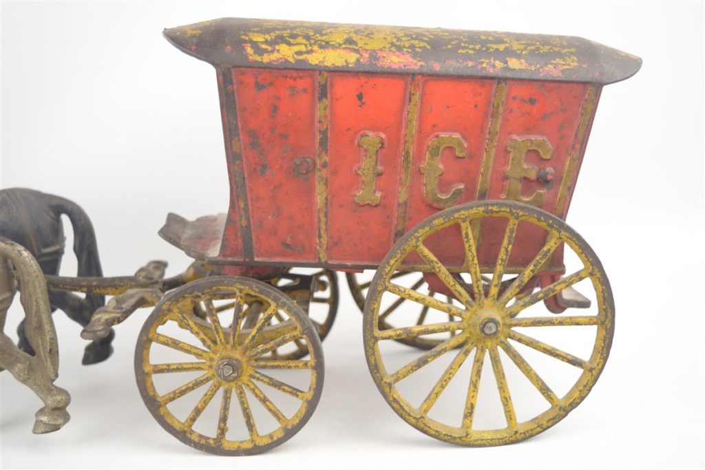Cast Iron 2-Horse Ice Wagon Antique Large Early Hubley #75 16.5" Red ...