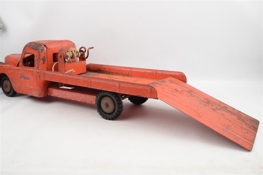 Vintage Large 20" Structo Toys Pressed Steel Flatbed Wrecker Truck for ...