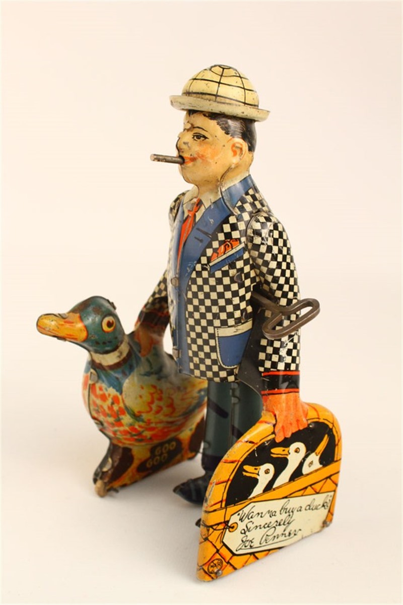 Antique 1930s Marx Joe Penner & His Duck Goo Goo Tin Wind Up Walking Toy