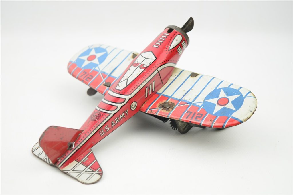 2 Vintage Marx Tin Windup Army Pursuit Plane Toys AS IS Parts/Restore
