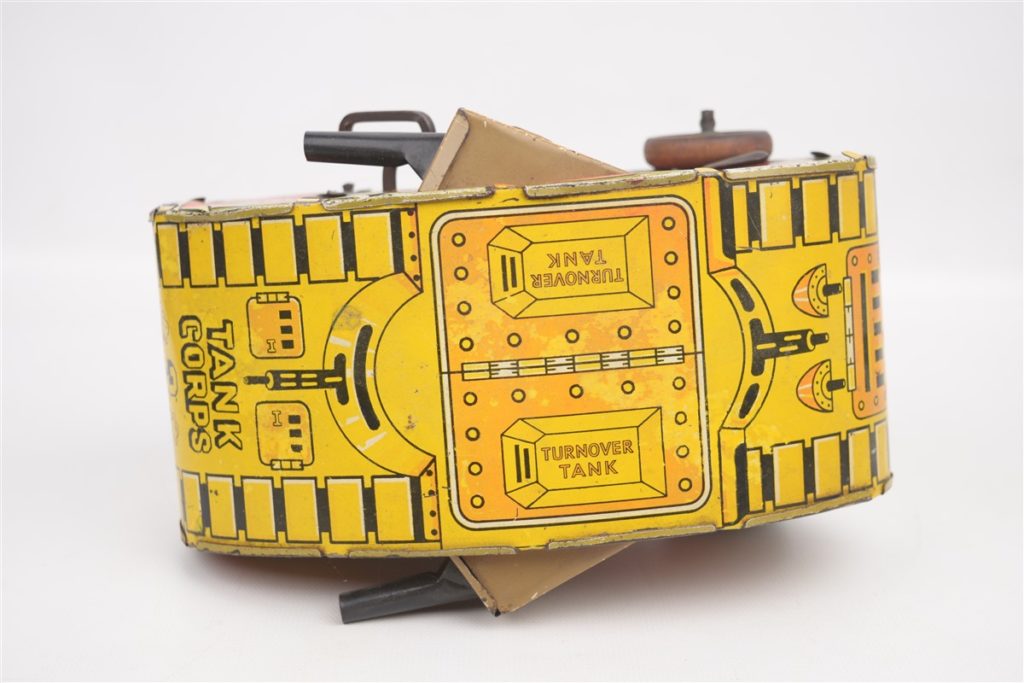 Vintage Louis Marx Lithograph Tin Wind Up Turnover Tank US Army #3 Toy